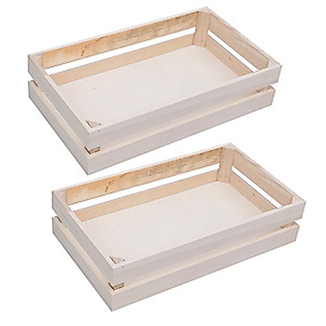 VOSAREA 2pcs Small Wooden Baskets Wooden Crates Display Decorative Nesting Crates Small Rustic Farmhouse Wood Decorative Storage Crates Kids Toy Box Containers