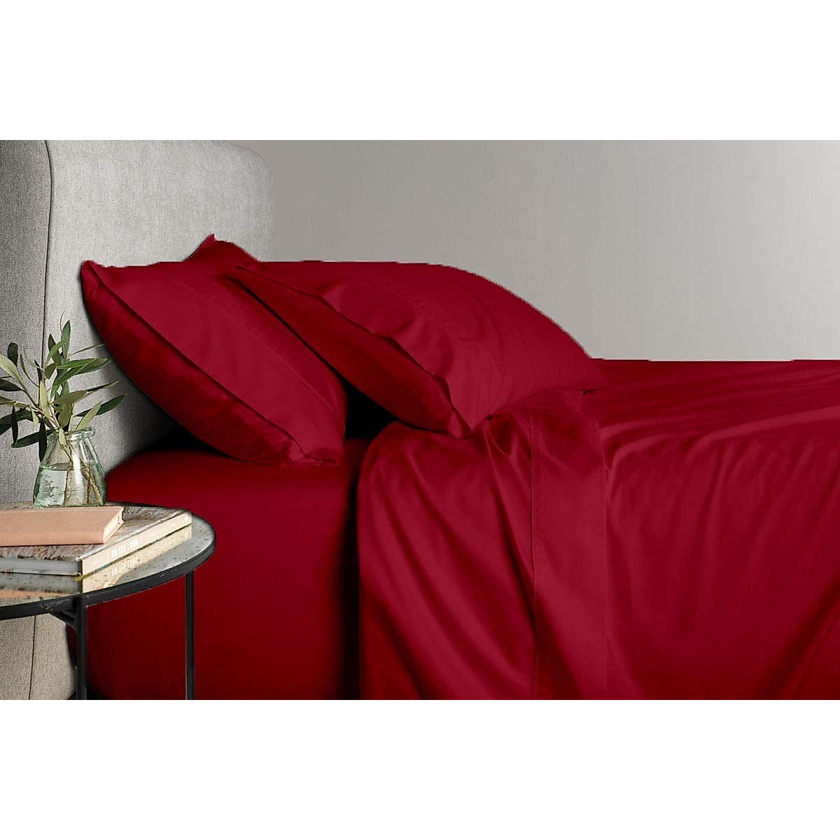Twin XL Sheet Set- 4 Piece- Bed Sheets Extra Deep 30" inch Mattress Sheet Set Long Staple Adjustable Bed Sheet Set Burgundy Solid Twin XL- 39" X 80" Egyptian Cotton-600 TC
