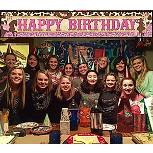 CHXSM Large Western Cowgirl Happy Birthday Banner Cowgirl Theme Birthday Party Supplies Decorations Wild West Cowgirl Theme Birthday Party Supplies Cowgirl Birthday Photo Backdrop (9.8x1.6 FT)