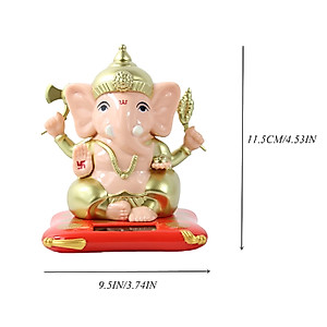 Car Solar Bobble Head Toy, Mini Ganesha Decoration, Elephant Swinging Dancing Toy, Ganesh Idol Figurines for Dashboard Home Window Desk Decor