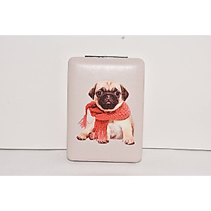 Fawn Pug Dog Pup Wearing a Scarf Compact Magnifing & Regular Pocket Purse Makeup Mirror