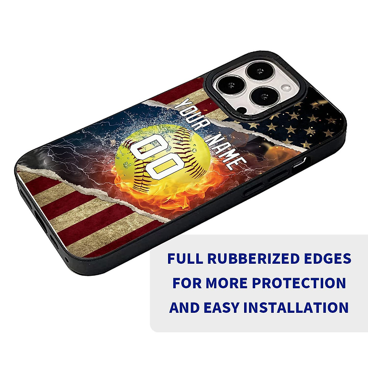 Customized Phone Cases Trendy Softball Name Number Protective Cover for iPhone Xr Xs 11 12 13 14 15 16 Pro Max Plus Mini for Samsung Galaxy S20 S21 S22 S23 S24 S25 Plus Ultra FE A03 14 15 25 53 54