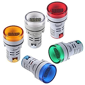 DWEII 4PCS Digital DC Voltmeter LED Display Voltage Voltmeter AC 20-500V Voltage Meter Monitor 110v 220v Volt Detetor Indicator Round Lamp Tester (2 Red and 2 Green)