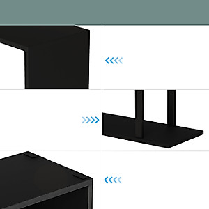Yusong S Shaped Bookshelf, Modern Geometric Bookcase, 6-Tier Black Display Case Book Shelf