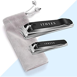 Ithyes Nail Clippers Nail Cutter Set Toenail Fingernail Clippers Kit for Thick Nails Stainless Steel Sharp Sturdy Trimmer for Men & Women, Set of 2