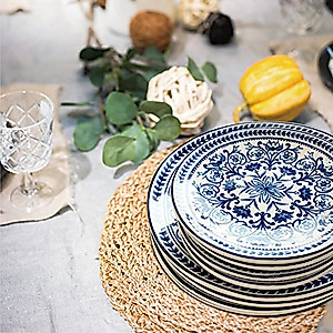 Sonemone Blue Floral Dessert Plates, Set of 6, 6 Inch Small Appetizer Plates, for Cake, Snacks, Ice Cream, Side Dish, Ceramic, Microwave & Dishwasher Safe