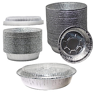 EcoQuality [50 Pack] - 6 Inch Disposable Round Aluminum Foil Take-Out Pans with Plastic Lids Set - Disposable Tin Containers, Perfect for Baking, Cooking, Catering, Cake Pans, Parties, Restaurants