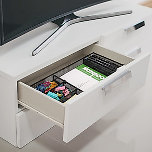 EsOfficce Desk Drawer Organizer Tray with Adjustable Compartments, 6 Grid Metal Mesh Drawer, Multi-use Desk Organizer Storage Box Set for Office,Home,School Supplies, 12.6X9X1.9 inch