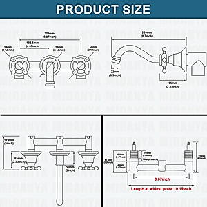 Antique Brass Bathroom Widespread Sink Faucet Wall Mount 3 Holes 2 Cross Knobs Brass Lavatory Basin Mixer Tap Mixing Spout Double Handles Commercial