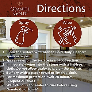 Granite Gold Water-Based Sealer Spray Protection for Granite, Marble, Travertine, Natural Stone Countertops, 24 Fluid Ounces, 1-Pack