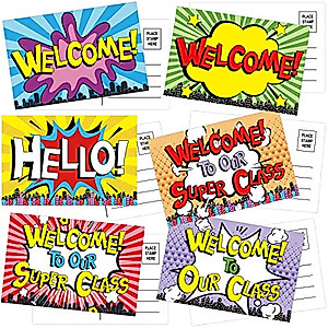36 Colorful Welcome Postcards with 6 Designs Welcome Back to School Greeting Cards for Children