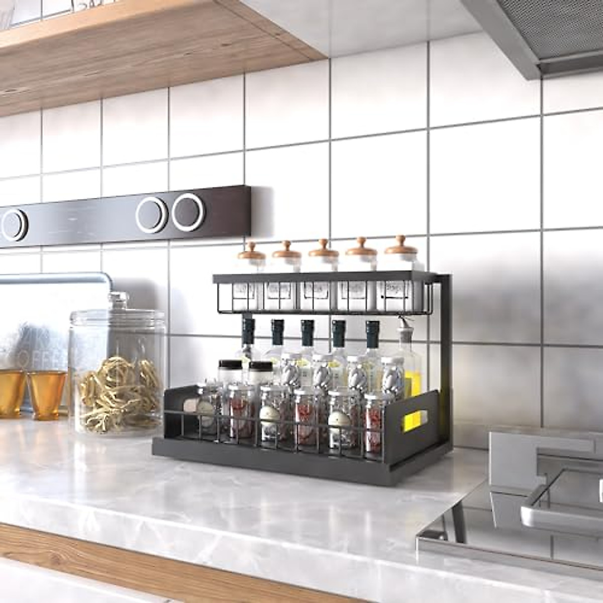 Stoigeld 2 Tier Under Sink Organizer and Storage for Kitchen,Pull Out Cabinet Organizer,Multi-Purpose Sink Organizer with Sliding Drawer for Bathroom - 2 Pcs