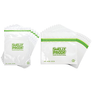 Smelly Proof Reusable Food Storage Bags Bundle - Made in USA, Easy Clean, Dishwasher-Safe, XXL 2-Gallon Freezer Bags & Small SM-Snack Bags, 3-mils Thick, PEVA & BPA Free, 5-Pack & 10-Pack