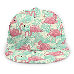 antkondnm Tropical Bird Flamingo Flat Bill Snapback Hat - Hip Hop Baseball Cap