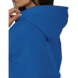 Zeagoo Long Sleeve Hoodies for Women Cotton Fleece Hoodies Solid Crewneck Tunic Sweatshirts Y2k Clothes Deep Blue Medium