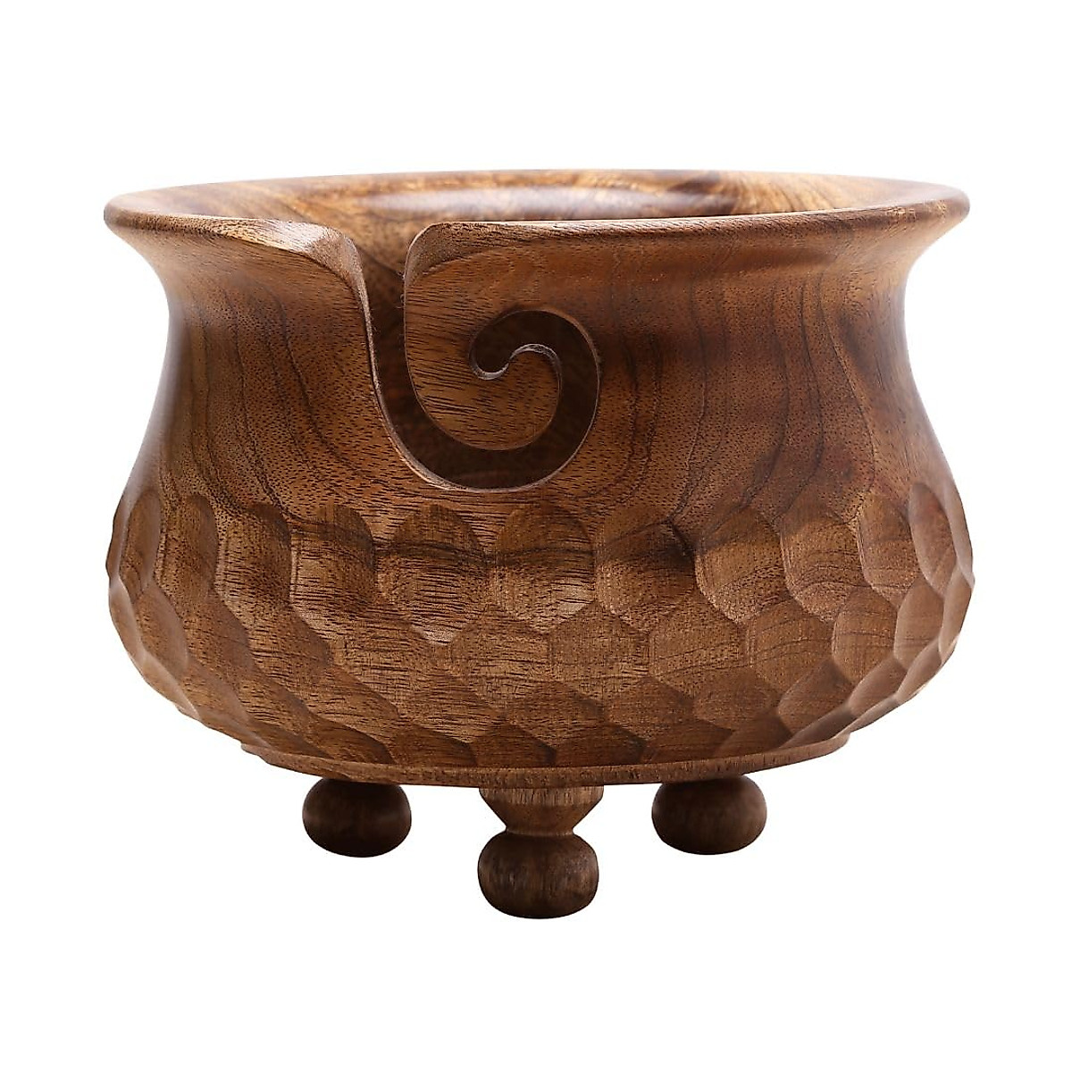 Handmade Wooden Yarn Holder – Large (7x4) Pot Shape Yarn Storage Bowl for Crocheting – Crochet Yarn Bowl Large - Crafting Gift for Knitters & Crocheters