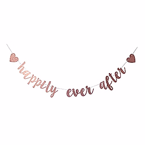 Starsgarden Happily Ever After Banner Rose Gold Glitter Wedding Bachelorette Engagement Party Bridal Shower Party Decoration Supplies