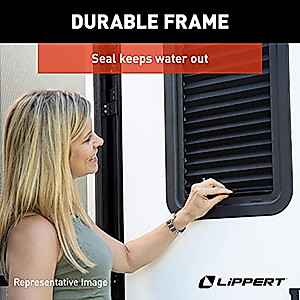 Lippert Components 806621 Thin Shade Complete Window Kit for RV Entry Doors, Black