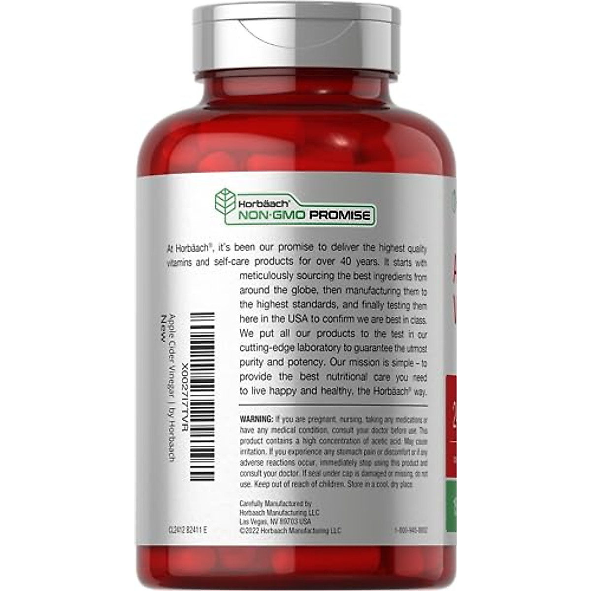 Horbäach Apple Cider Vinegar Capsules | 2400mg | 150 Count | Non-GMO, Gluten Free Supplement