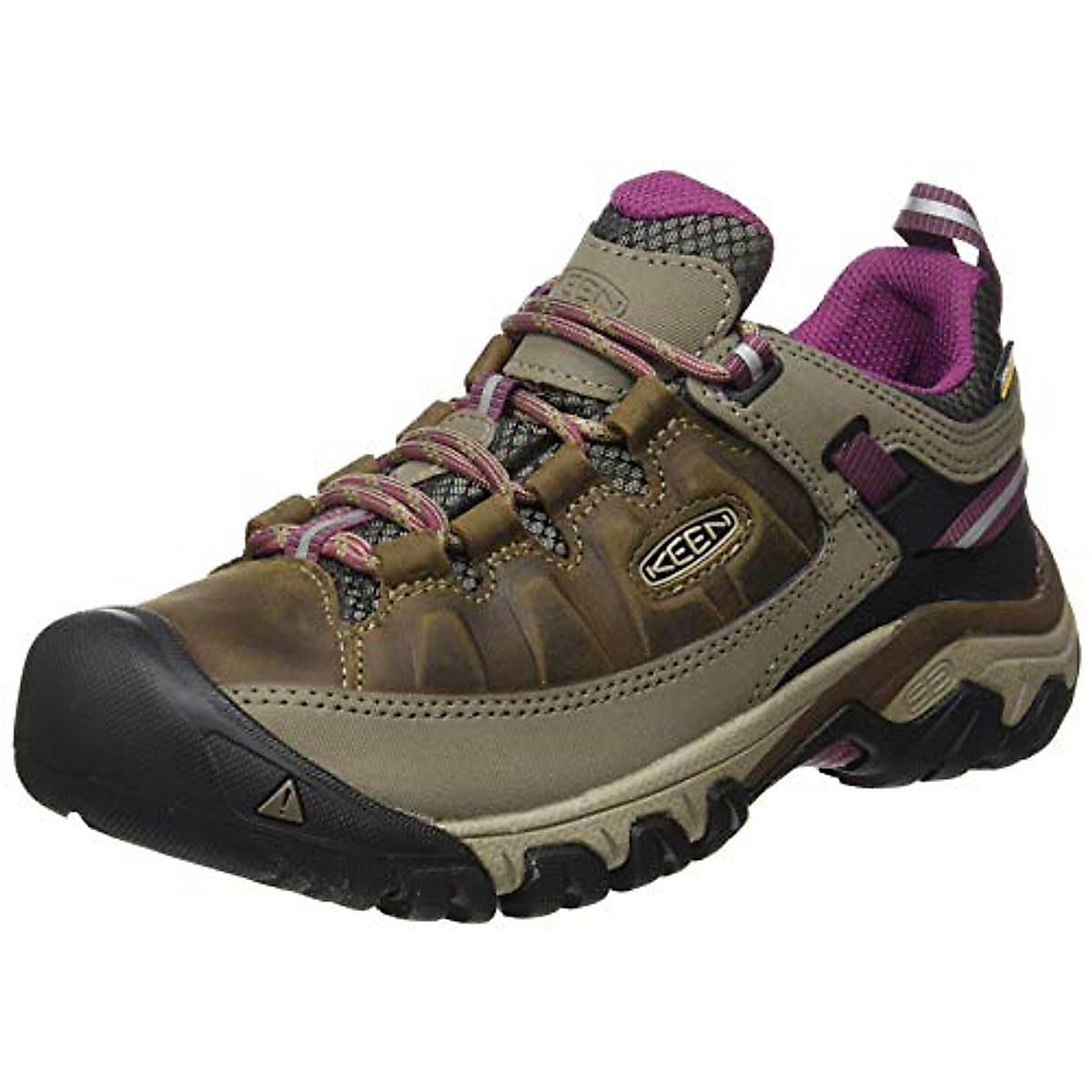 KEEN Women's Targhee 3 Low Height Waterproof Hiking Shoes, Weiss/Boysenberry, 9