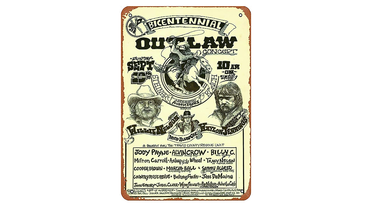 Waylon Jennings & Willie Nelson Vintage Metal Sign | Bar Decor