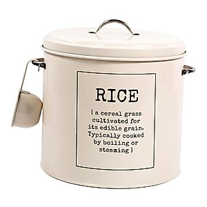 Stainless Steel Rice Storage Box with Lid and Spoon, Large Food Storage Containers, Great Rice Canisters Sets, Kitchen Countertop Organizer Jar for Rice/Flour/Soybean/Grain, Style B
