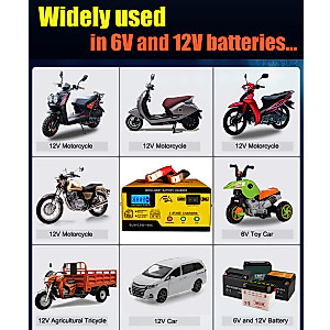 6V and 12V Car Battery Charger, 15A Smart Battery Trickle Charger Maintainer, Pulse Repair Deep Cycle Battery Charger Automotive Desulfator for Car Motorcycle Truck Boat Lawn Mower Lead Acid Batteries