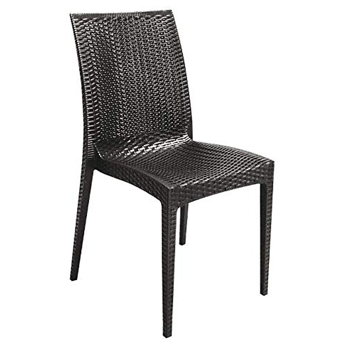Breathable Poly Rattan Bistrot Indoor Outdoor Dining Chairs Stackable and Strong (2 Chairs) Anthracite Dark Grey Made in Italy