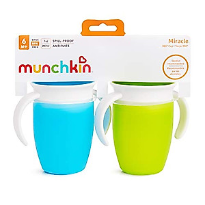 Munchkin® Miracle® 360 Trainer Cup, 7 Ounce, 2 Pack, Green/Blue