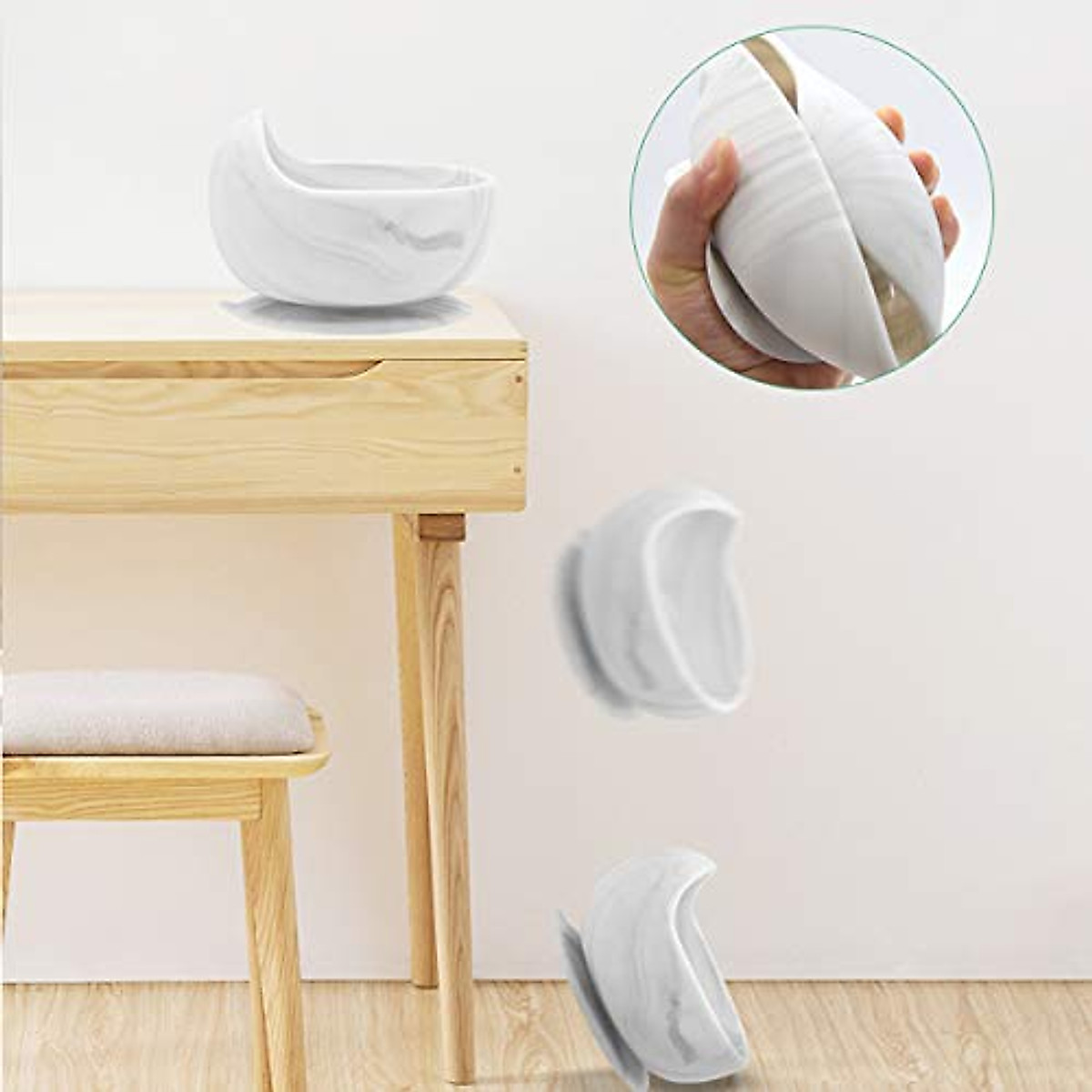 Jakuva Silicone Baby Bowls with Spoon, 2PCS Baby Feeding Set Suction Bowls for Kids Toddlers -BPA Free-Baby Dishes Utensils (Gray & White Marble)