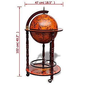 vidaXL Solid Eucalyptus Wood Globe Bar Wine Stand 16th Century Italian Liquor Mini Tables