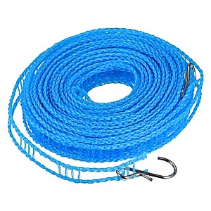 uxcell Portable Clothesline, 32.8ft Nylon Windproof Non-Slip Washing Line Rope for Courtyard Outdoor Travel Camping Laundry Drying, Blue
