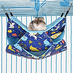 Petmolico Ferret Hammock, Triple Layer Small Animal Swinging Hanging Hammock Pet Cage Accessories for Sugar Glider Squirrel Guinea Pigs Ferret Rat Hamster, Cat Pattern