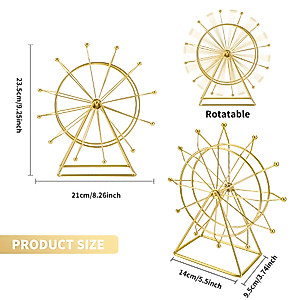 MATUFF Gold Ferris Wheel Decorations for Office Bookshelf Decor, Home Decor Living Room Shelf- Spinning Ferris Wheel for Gift Birthday Thanksgiving Valentine's Day