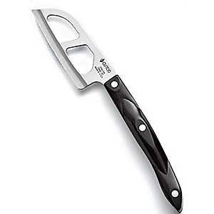 CUTCO Model 3764 Santoku Cheese Knife with High Carbon Stainless 3.75" Double-D serrated edge blade and 5" Classic Dark Brown handle (often called "Black") in factory-sealed plastic bag.
