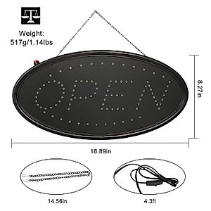 Open LED Sign, Ultra Bright LED Business Open Sign, Advertisement Board High Visibility Electric Display Sign,18.9x8.3inch Two Modes Flashing&Steady Light for Business,Walls,Window,Shop,Bar,Hotel