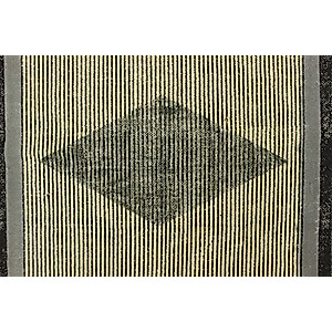 Casavani Hand Block Printed Area Rug Geometric Gray & Black Cotton Dhurrie Best Uses For Bedroom,Dining Room,Living Room,Balcony,Purch 4x6 5x8 6x9 Feet 4x12 Feet Runner