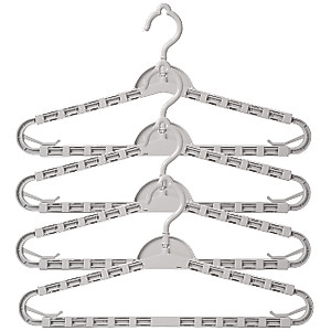 Foshine 4 Pack Extra Large Hangers Big Clothes Hangers Enlarge Adjustable Shoulder 16.5"-26" Drying Hanger Sturdy for Wide Polos Tops Cardigans Quilt Bath Towel Big and Tall Shirts (Light Gray)