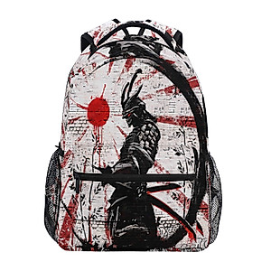 Backpack Japanese Samurai School Shoulder Bag Large Waterproof Durable Bookbag Laptop Daypack for Students Teens Girls Boys Elementary