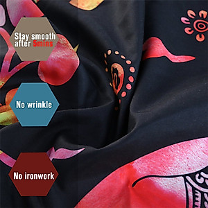Sleepwish Super Soft Duvet Cover Set with 2 Pillow Shams,Elephant Mandala Pattern,Bohemia Exotic Patterns Design (King, Black Cool)
