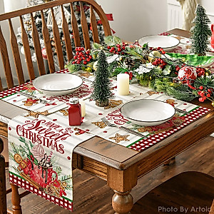 Artoid Mode Ice Cream Gingerbread Sweet Christmas Placemats Set of 6, 12x18 Inch Seasonal Winter Table Mats for Party Kitchen Dining Decoration