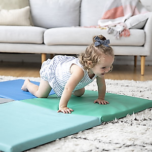 ECR4Kids SoftZone Quad Fold-N-Go Activity Mat, Colorful Soft Toddler Crawling and Tummy Time Foam Mat, Padded Infant Floor Mat, Safe Active Play for Babies, Foldable Design - Contemporary