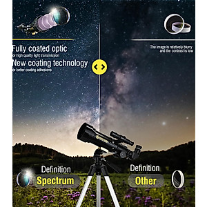 SpectrumOI Telescope for Kids, Telescope for Adults Astronomy Gifts, Telescope for Kids 8-12 - Premium Refractor Telescope 70mm Aperture with Carry Bag and Phone Holder