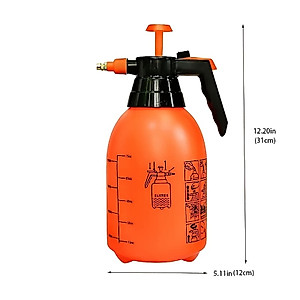 Garden Pump Sprayer, 68 oz Hand Pressure Sprayer with Adjustable Pressure Nozzle Pressure Spray Bottle for Lawn, Garden,Home Cleaning,Car Washing(Orange)