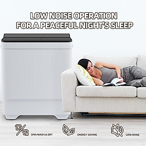 Elevon Portable Washing machine, 28lbs Mini Compact Laundry Washing Machine, Twin Tub 18lbs Washer & 10lbs Spinner Combo, Clothes Washer Machine with Drain Pump for Apartment, Dormitory and RVs