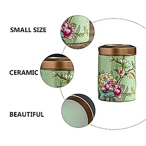 Cabilock Ceramic Tea Leaf Canister Airtight Tea Storage Jar Household Sealed Tea Storage Jar Food Storage Container for Loose Tea Coffee Bean Sugar Salt