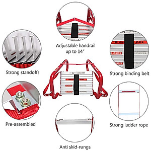 LUISLADDERS Fire Escape Ladder 3 Story with Anti-Skid Rungs Portable Emergency Escape Ladder, Easy to Deploy Store 25- Feet