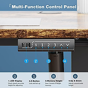 Standing Desk, Electric Height Adjustable Table with Memory Preset, Ergonomic Computer Workstation with T-Shaped Bracket Suitable for Home Office, 40 x 24 Inches, Rustic Brown
