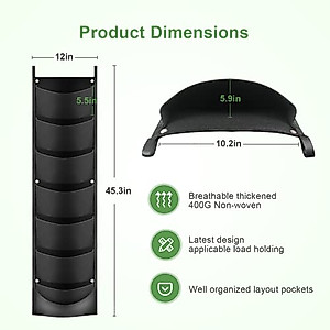 iPower Hanging Vertical Wall Planter 7 Pockets Upgraded Deeper Waterproof Herb Flower Growing Pouch Felt Cloth, for Yard Garden Courtyard Fence Home, Balcony Office Decoration