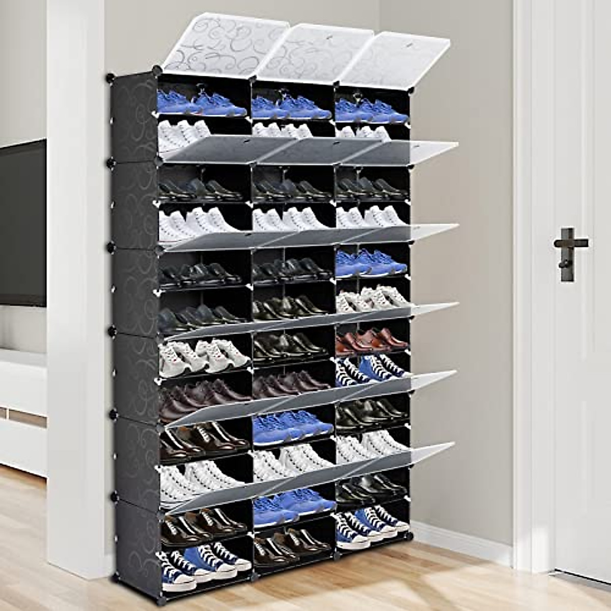 DDOY shoe organizer Sturdy shoe box Space-Saving plastic shoe boxes with lids Dust-proof clear shoe box Easy Assembly stackable shoe boxes sneaker storage for sneakerheads